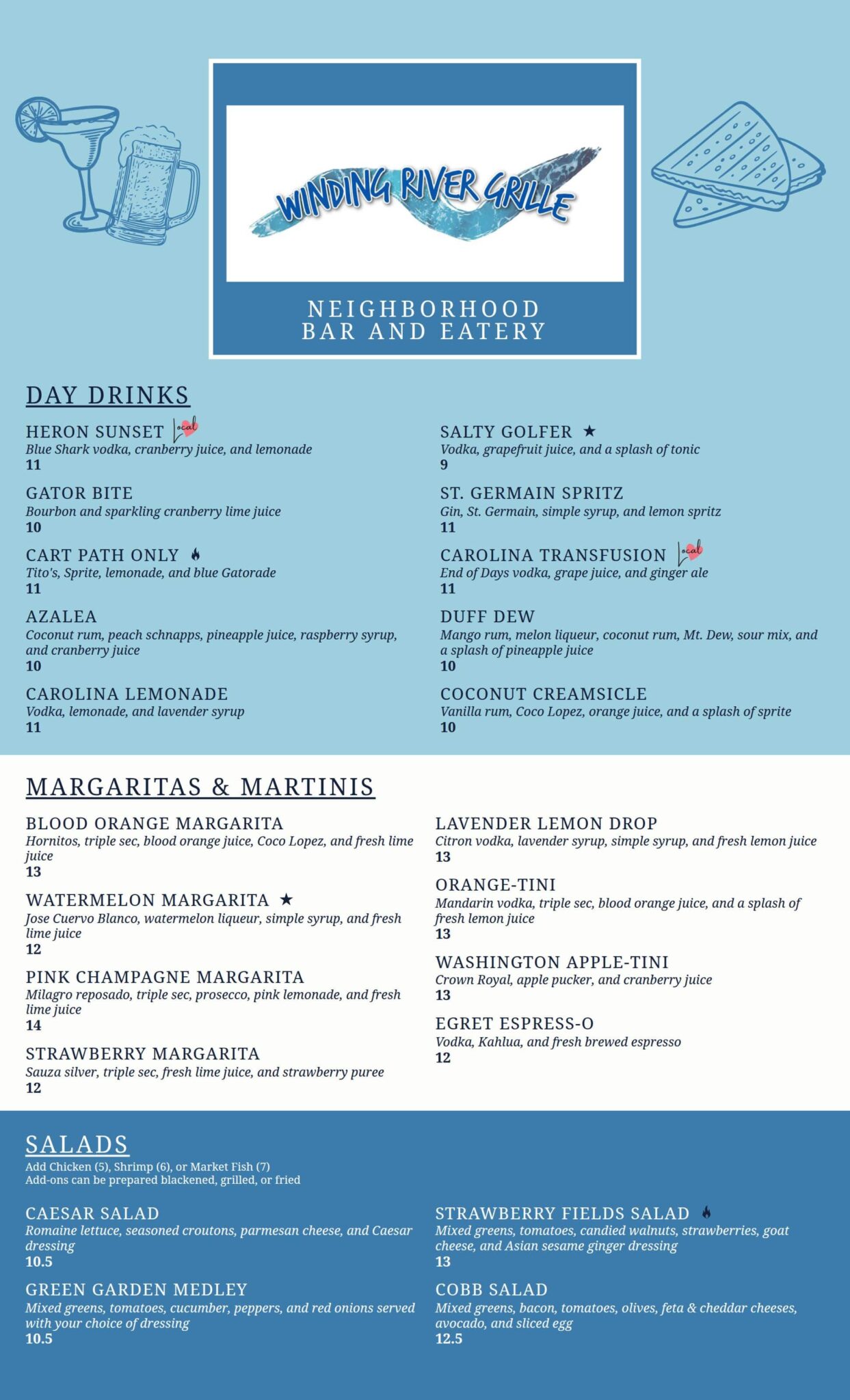 Winding River Grille Menu – Carolina National Golf Club