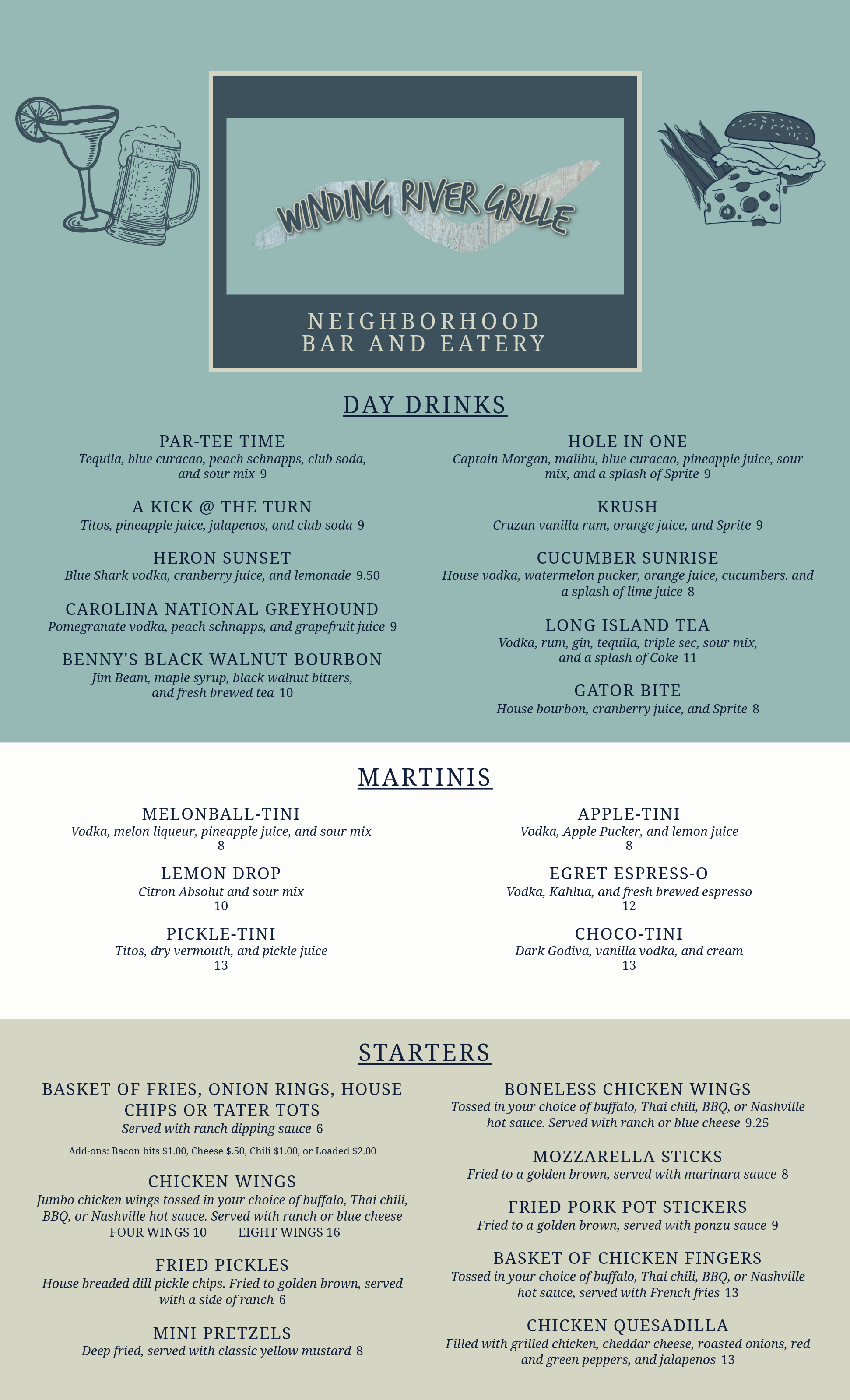 Winding River Grille Menu - Carolina National Golf Club